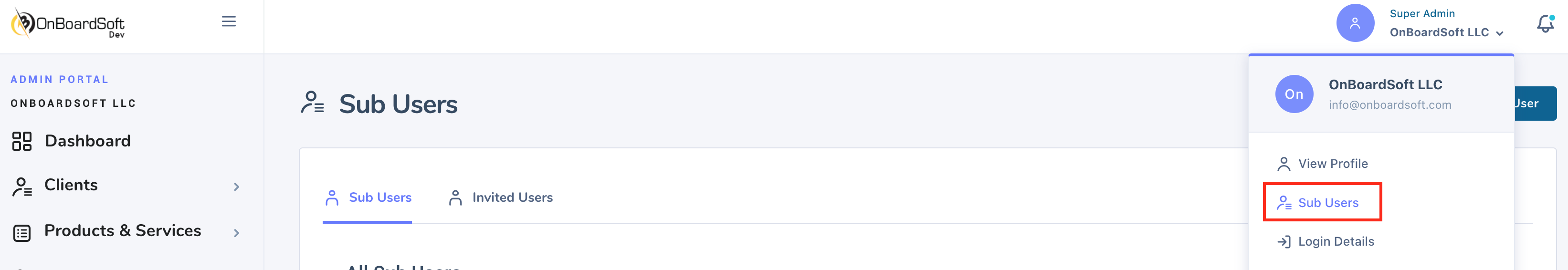 Onboarding Admin Sub Users – OnBoardSoft LLC