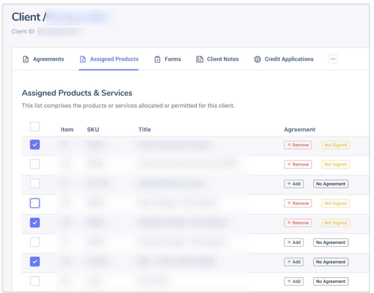 Assigning a product/Service to client – OnBoardSoft LLC